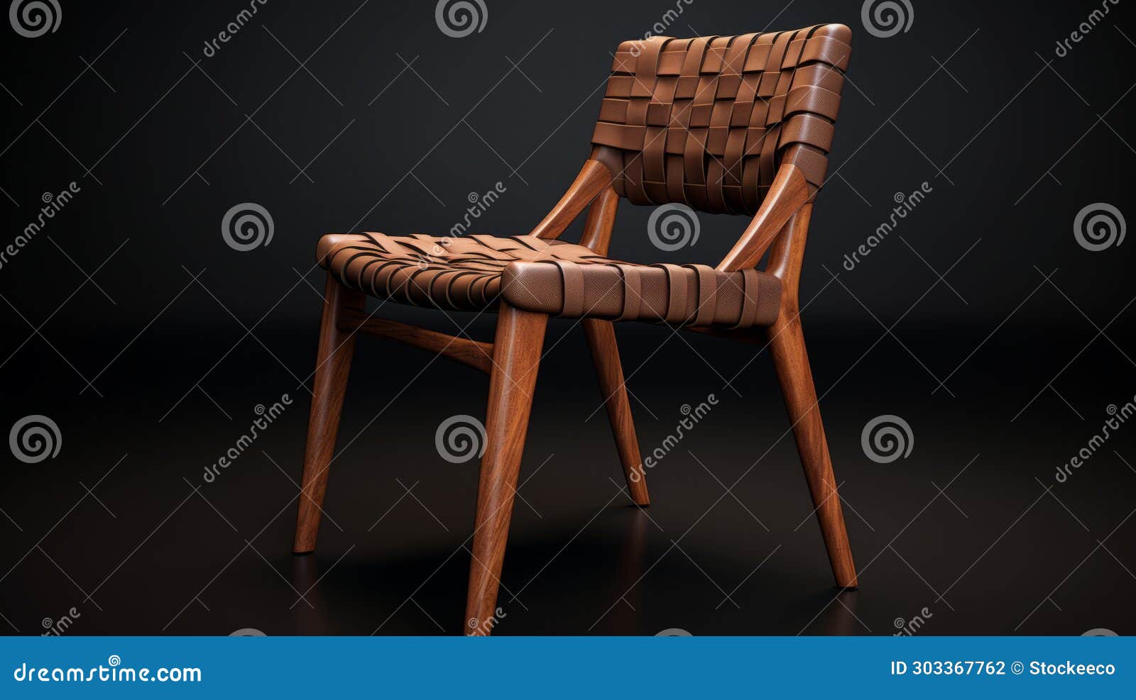 Hyper-realistic 3d Model of a Vray Traced Wood and Leather Chair Stock ...