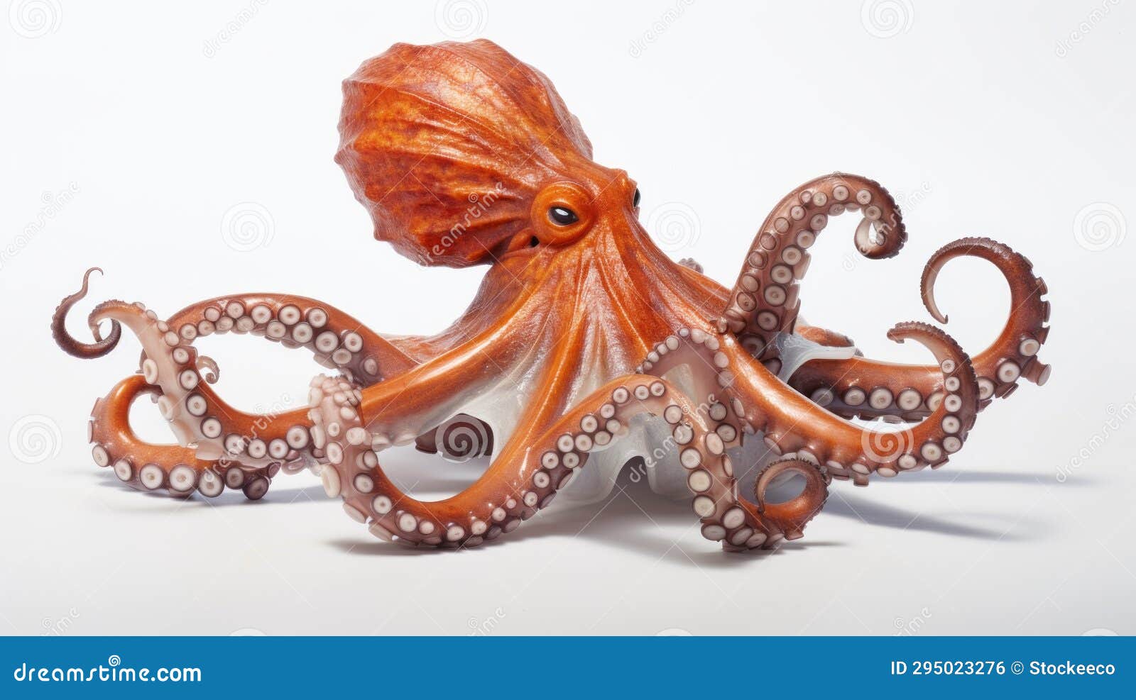 Hyper-realistic 3d Render of Copper Orange Octopus with Beautiful ...
