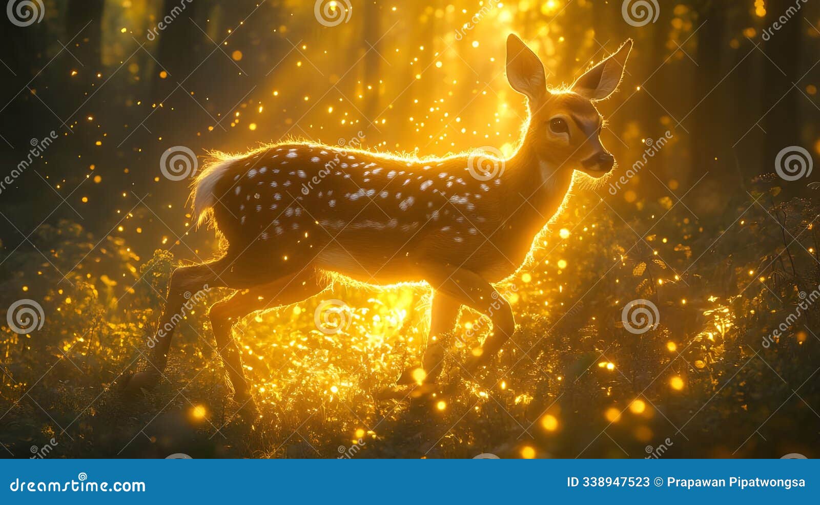 Hyper-realistic 3D Render of a Leaping Doe in Nature Stock Illustration ...