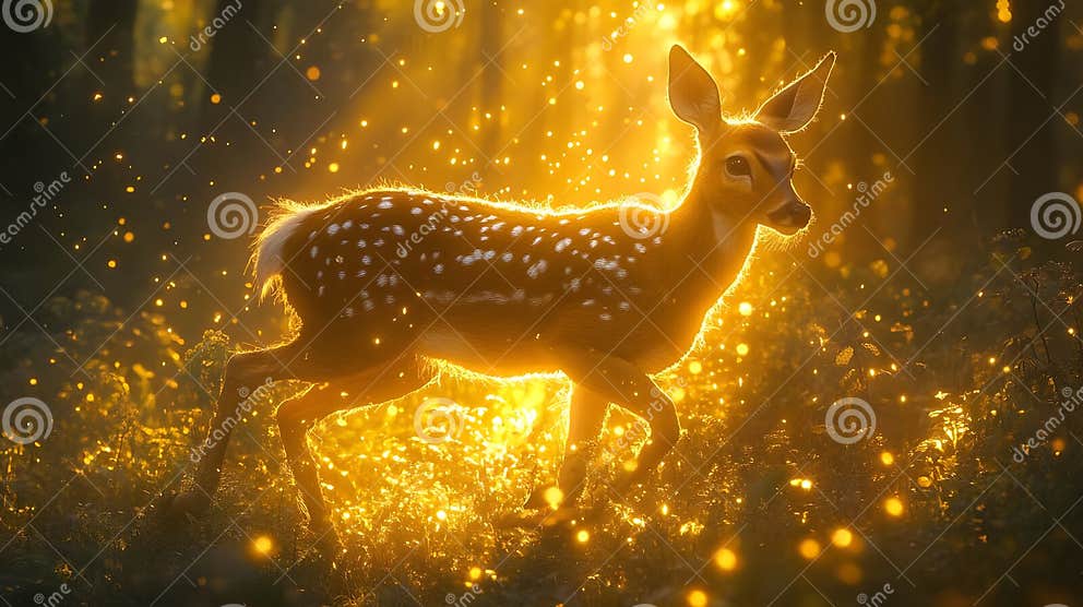 Hyper-realistic 3D Render of a Leaping Doe in Nature Stock Illustration ...