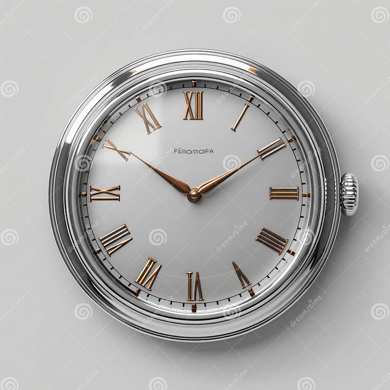 Hyper Realistic 3D Render of Minimalistic Chrome Wall Clock Stock ...