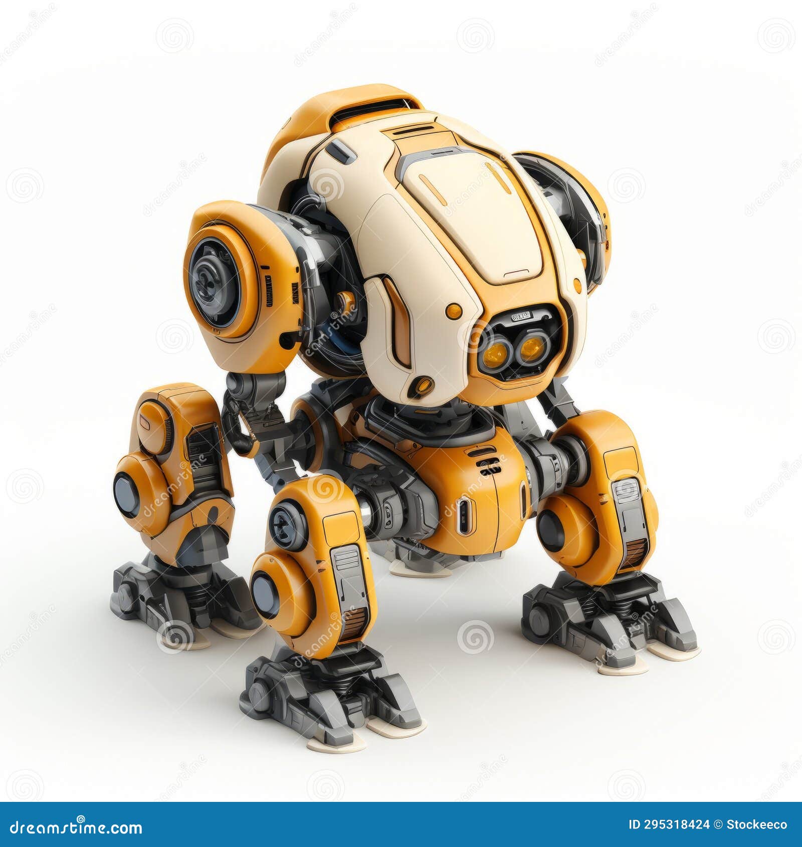 Hyper-realistic 3d Render of Orange Robot with Robot Legs Stock ...