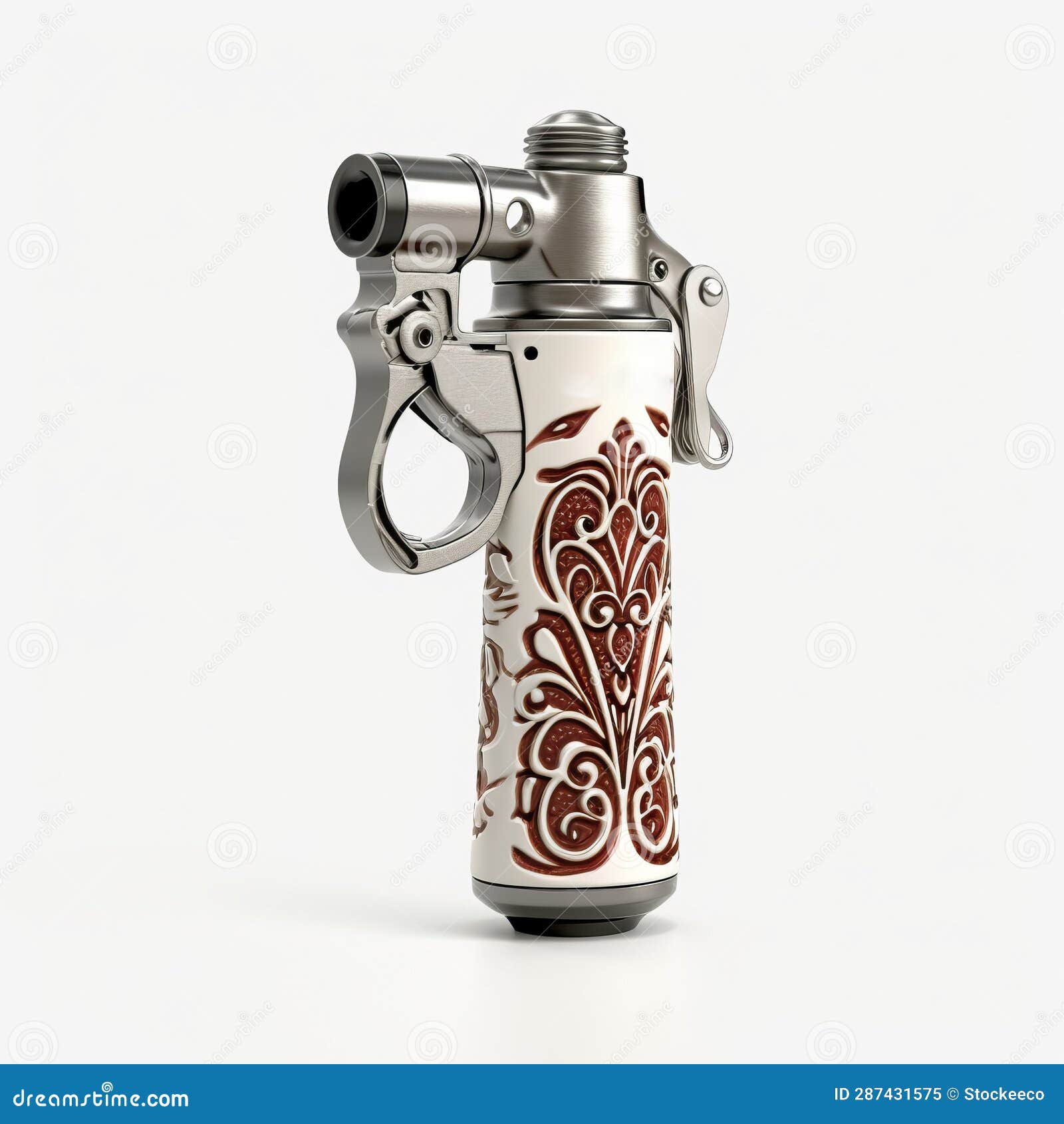 Unique Brown and Silver Ornament Lighter with Cowboy Imagery Stock ...