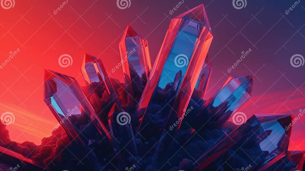 Hyperrealistic Digital Painting of Crystal Formations Stock ...