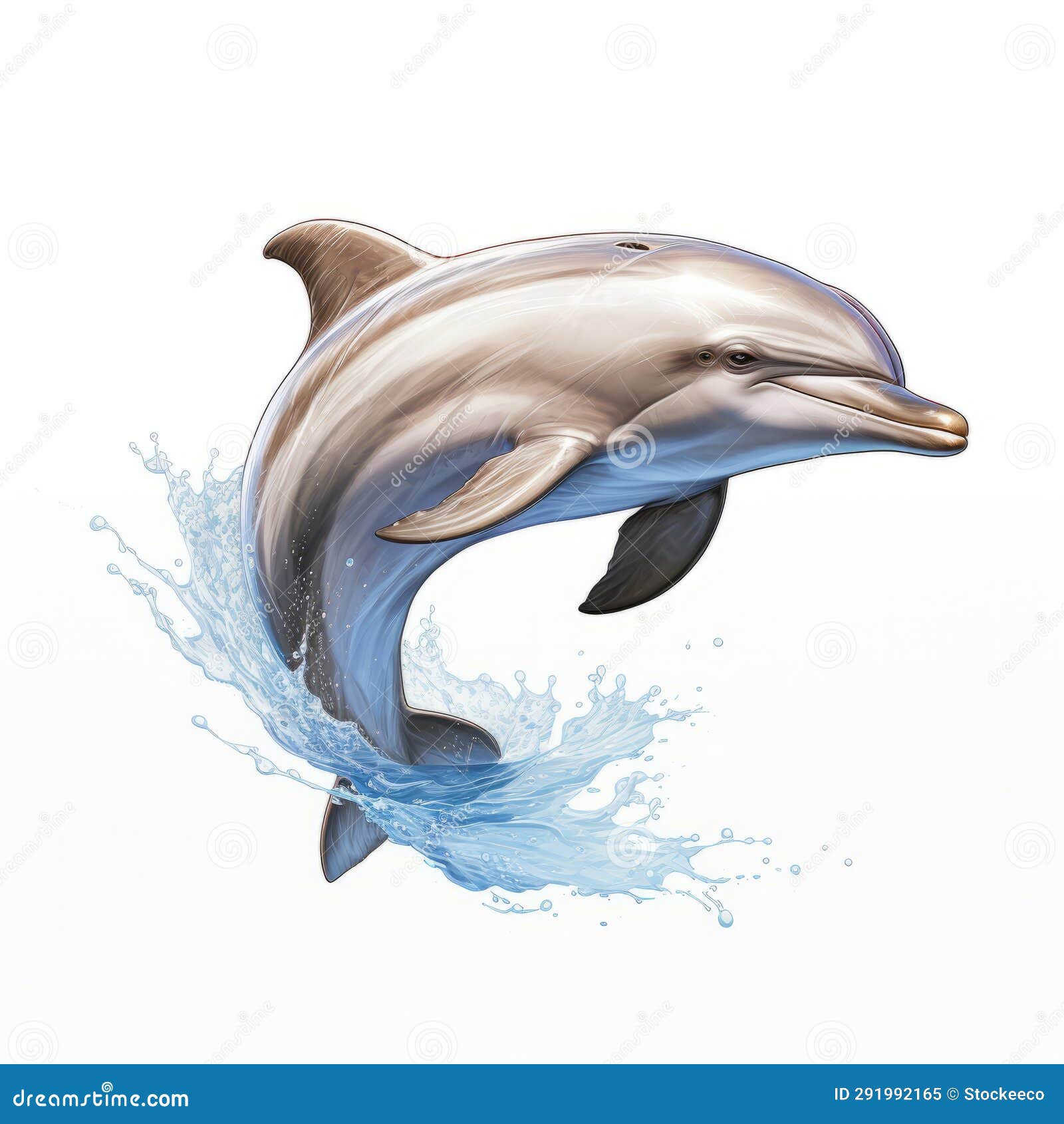 Hyper-realistic Dolphin Illustration on White Background Stock ...