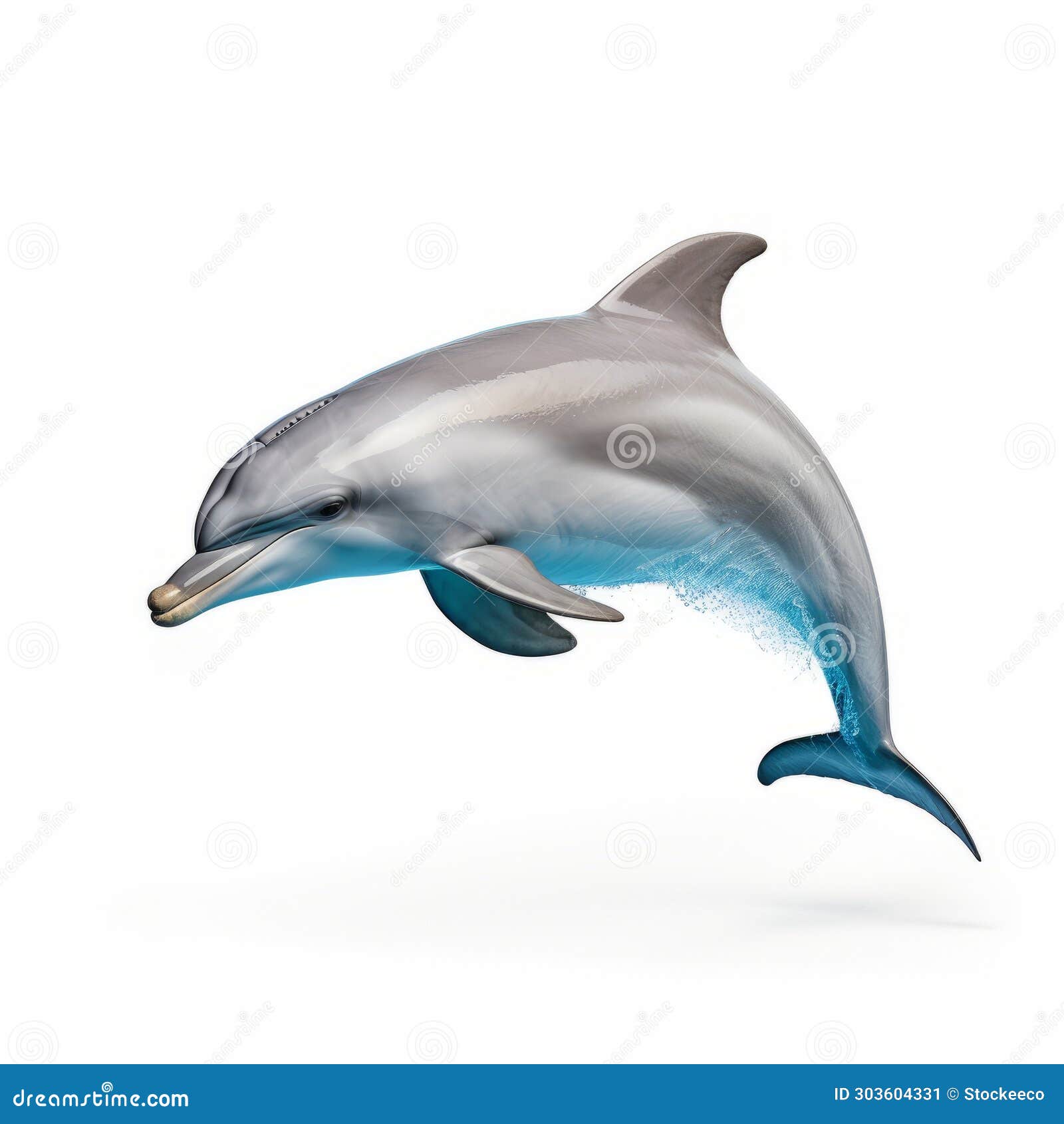 Hyper-realistic Dolphin Jumping Over White Background Stock ...