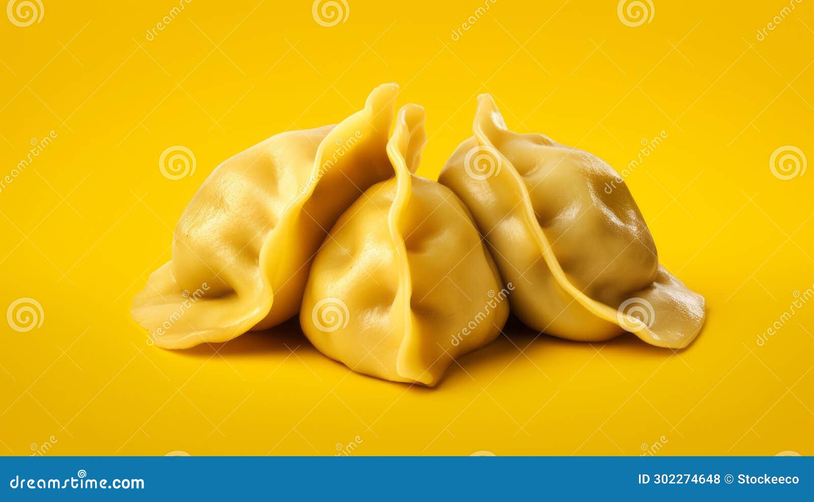 Hyper Realistic Dumplings On Yellow Background: A Visual Feast Stock ...