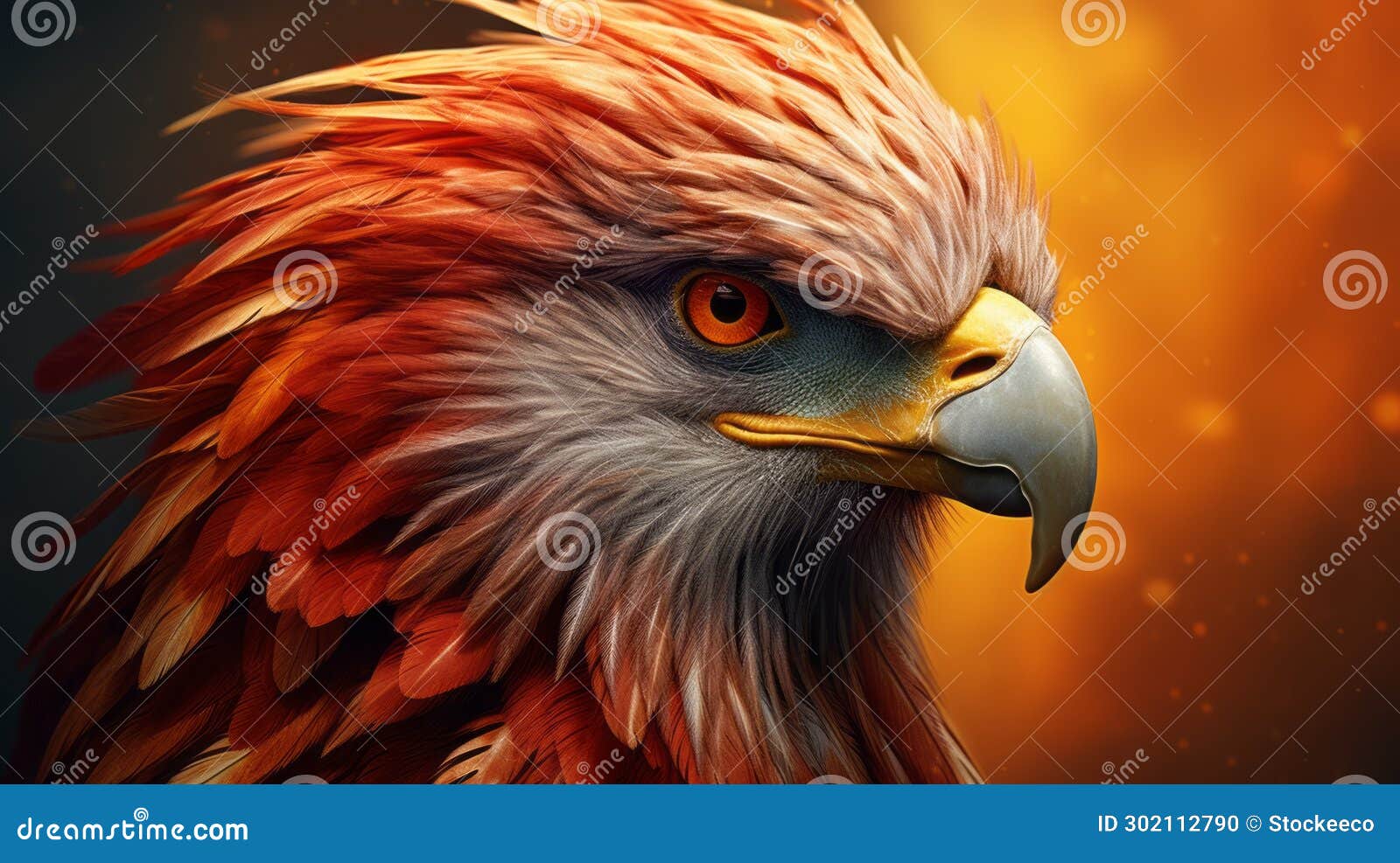 Hyper-realistic Eagle on Fire: Vray Tracing Illustration with Bold ...