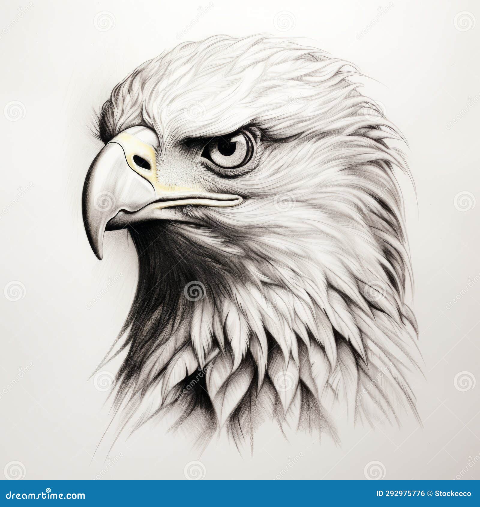Hyper-realistic Eagle Head Tattoo Sketch with Iconographic Symbolism ...