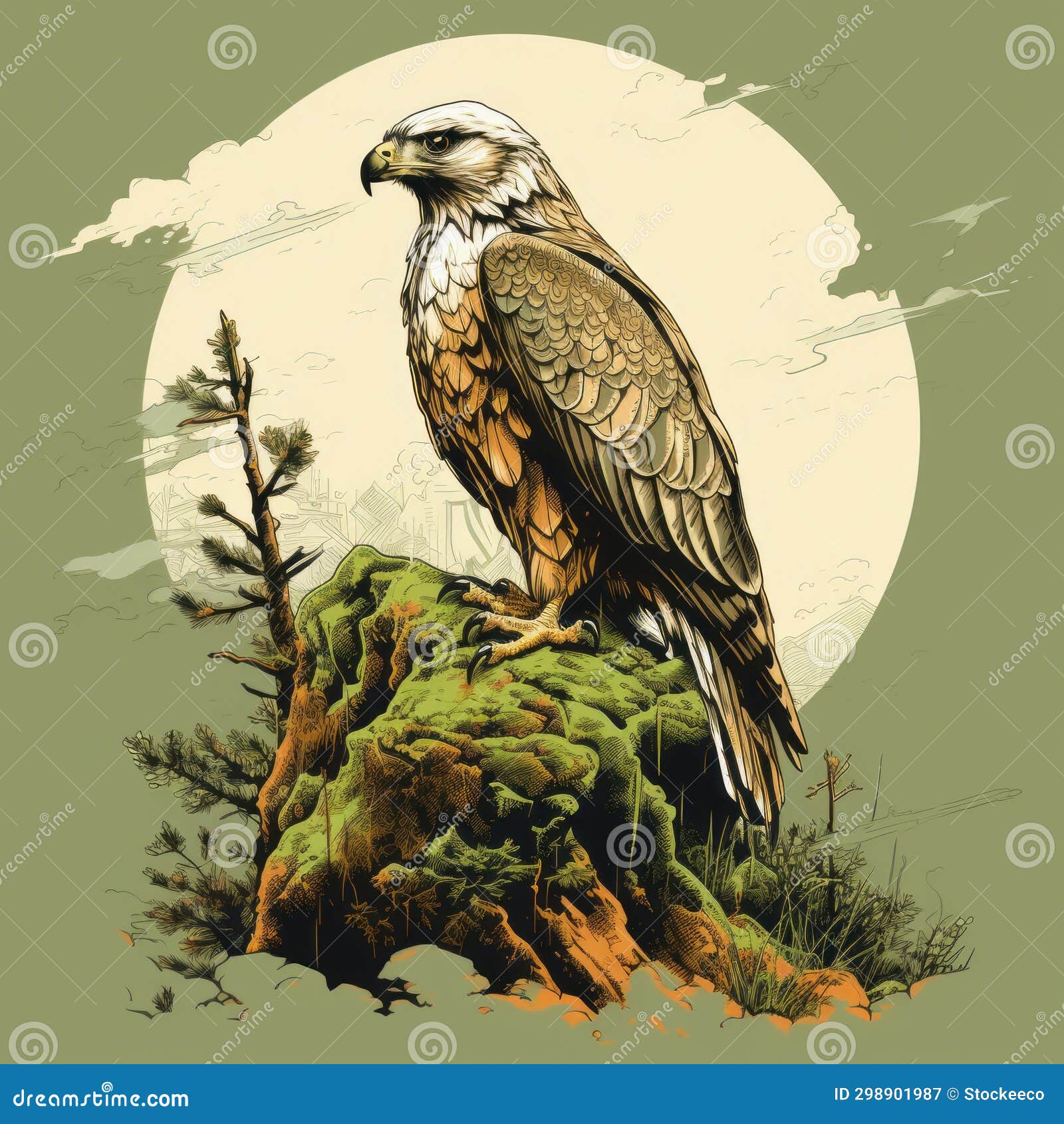 Hyper-realistic Eagle Illustration with Earth Tone Color Palette Stock ...