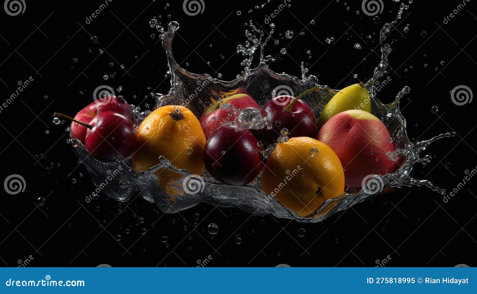 Hyper Realistic Fruit Falling in Water Flow, Motion, Crystals ...