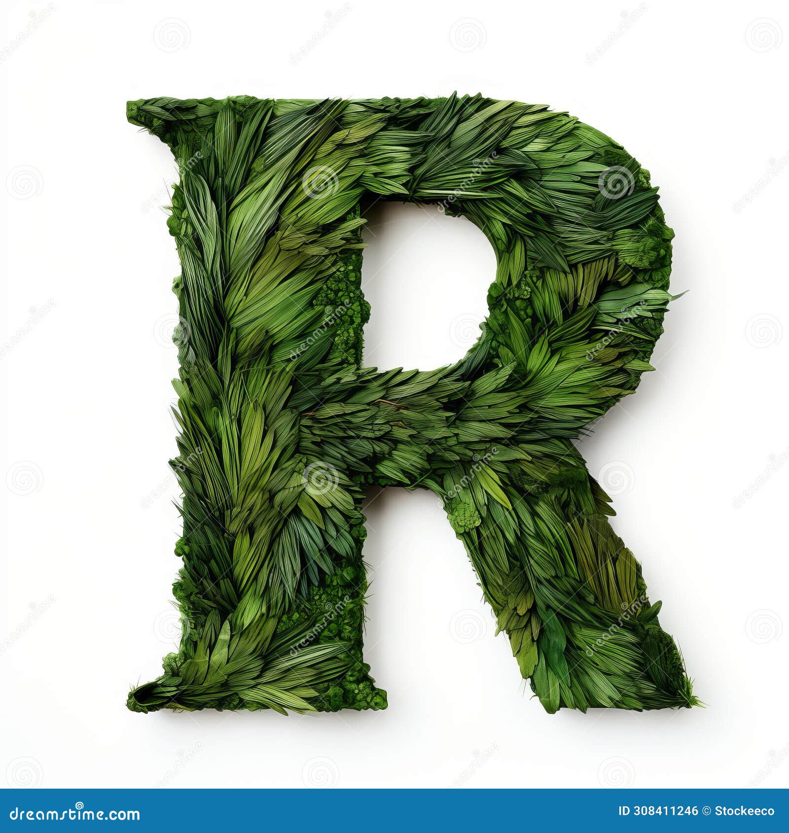 Hyper-realistic Grass Letter R on White Background Stock Illustration ...