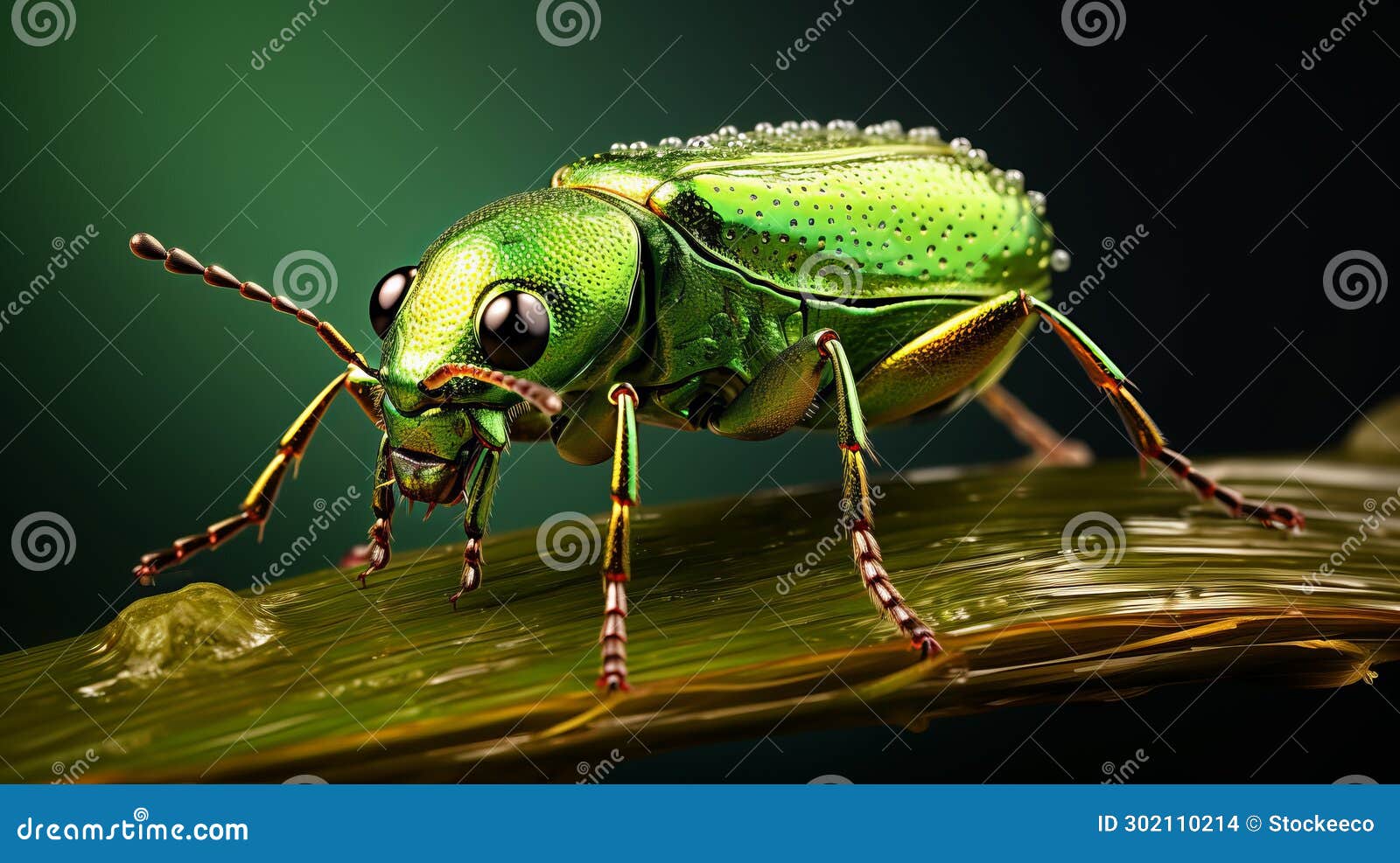 Hyper-realistic Green Bug on Leaf: Detailed Zbrush Rendering Stock ...