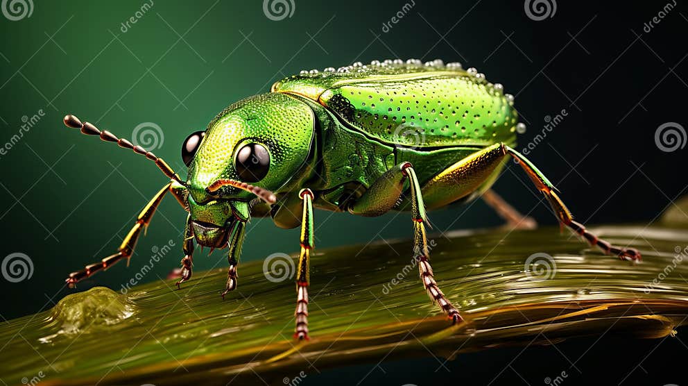 Hyper-realistic Green Bug on Leaf: Detailed Zbrush Rendering Stock ...