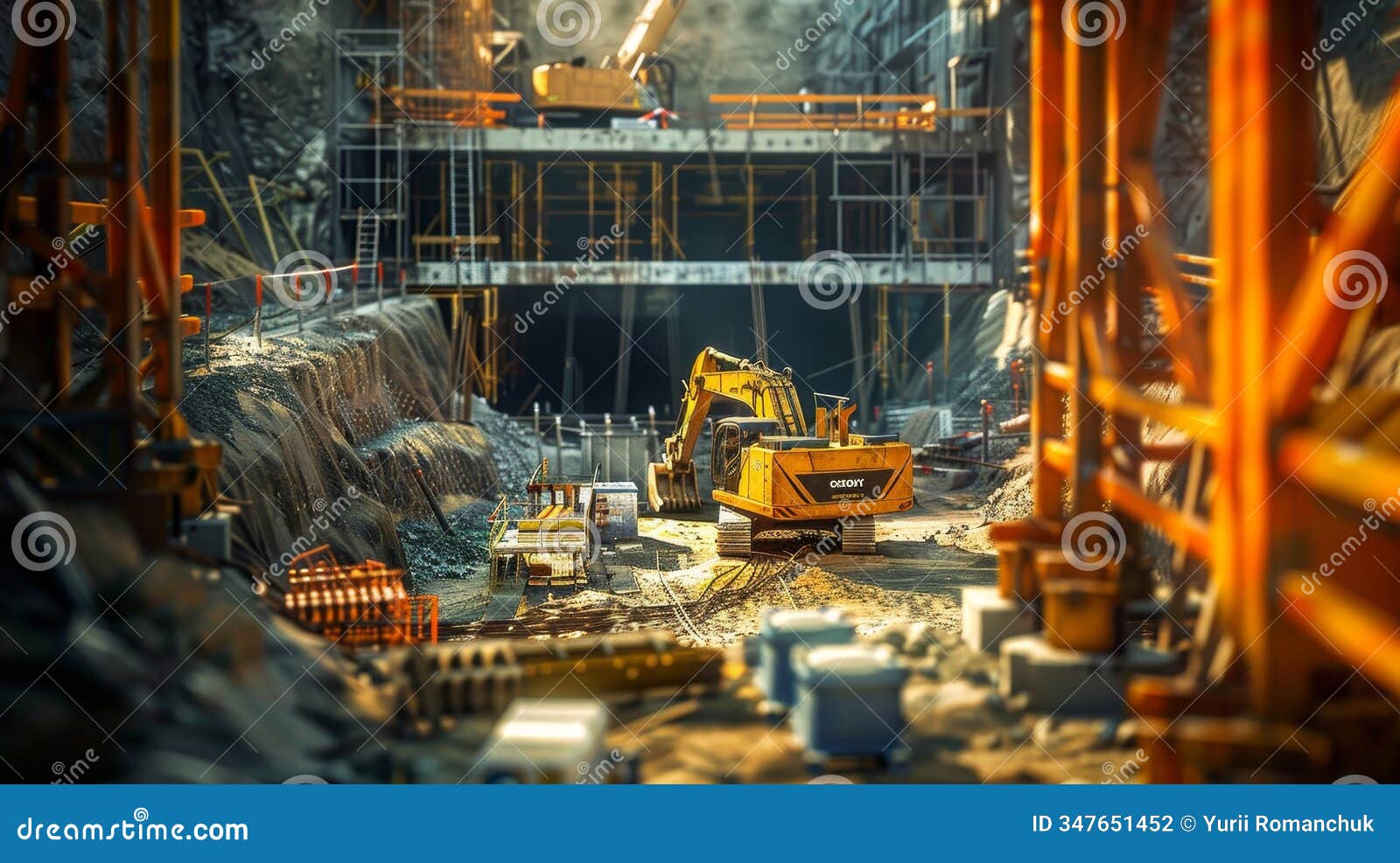 Hyper Realistic Ground Level View of a Construction Site with Open ...