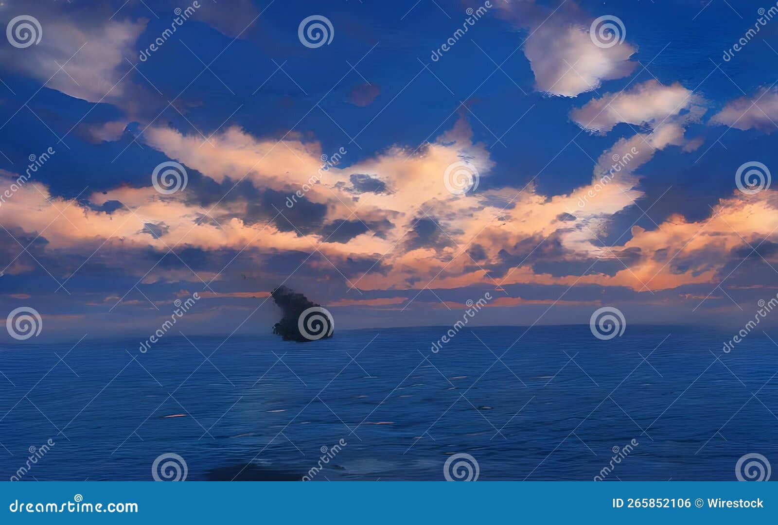 Hyper-realistic Illustration of a Bright Sunset Over an Ocean with a ...