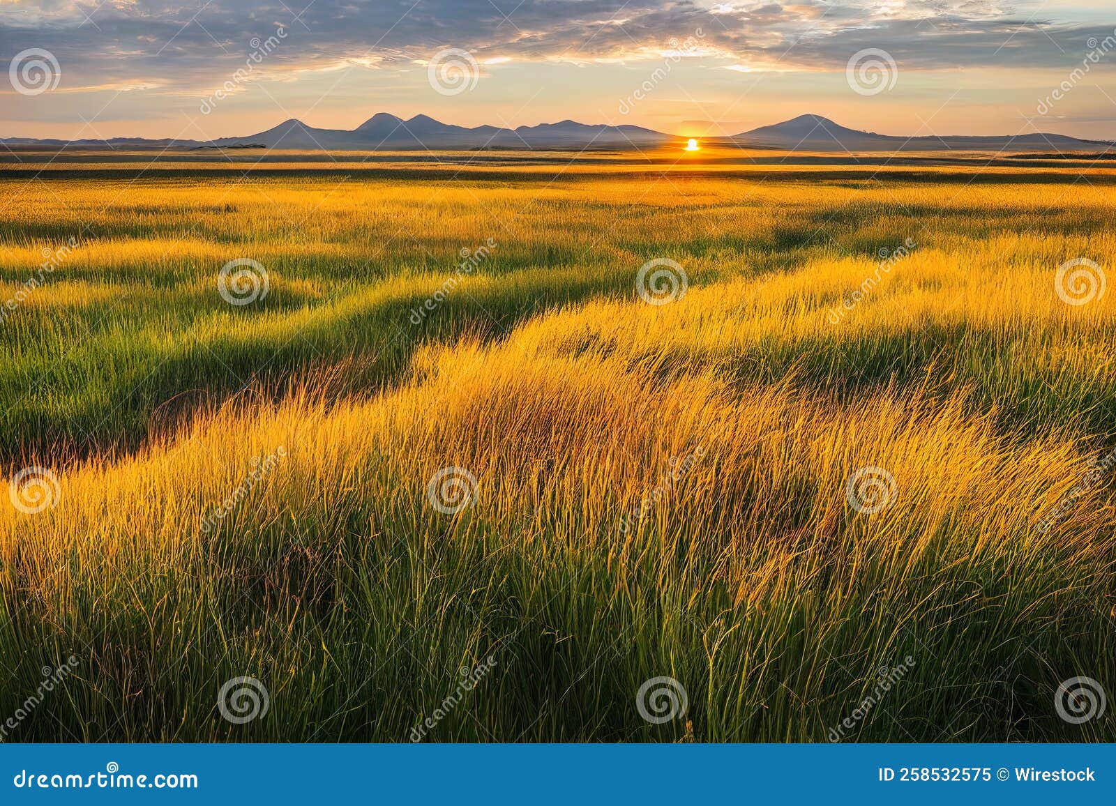 Hyper-realistic Illustration of a Field with Mountains in the ...