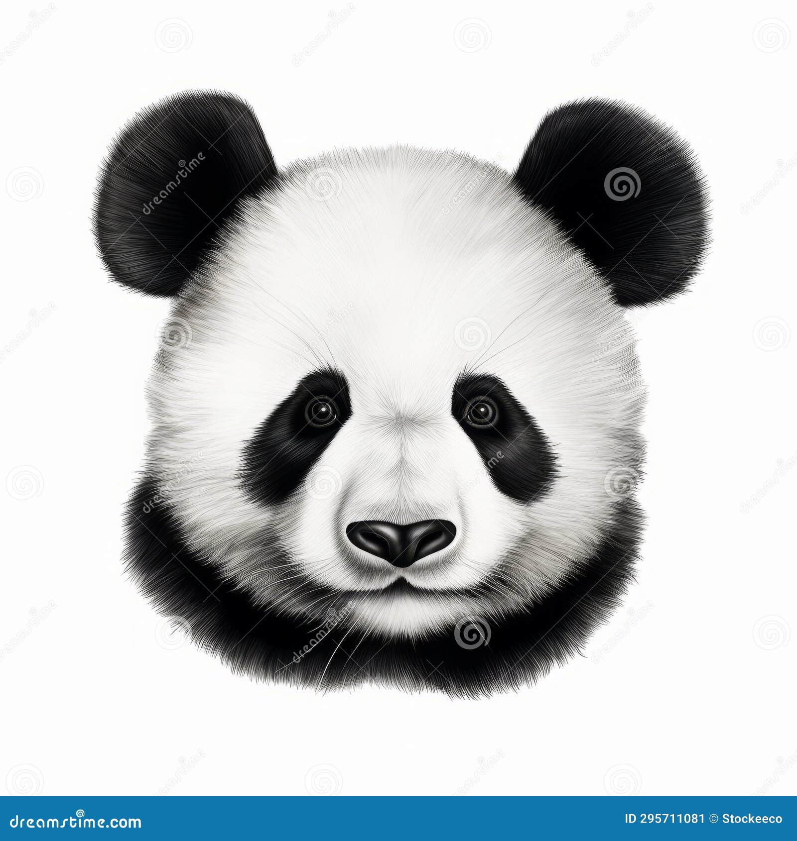 Hyper Realistic Illustration of Panda Bear Head on White Background ...