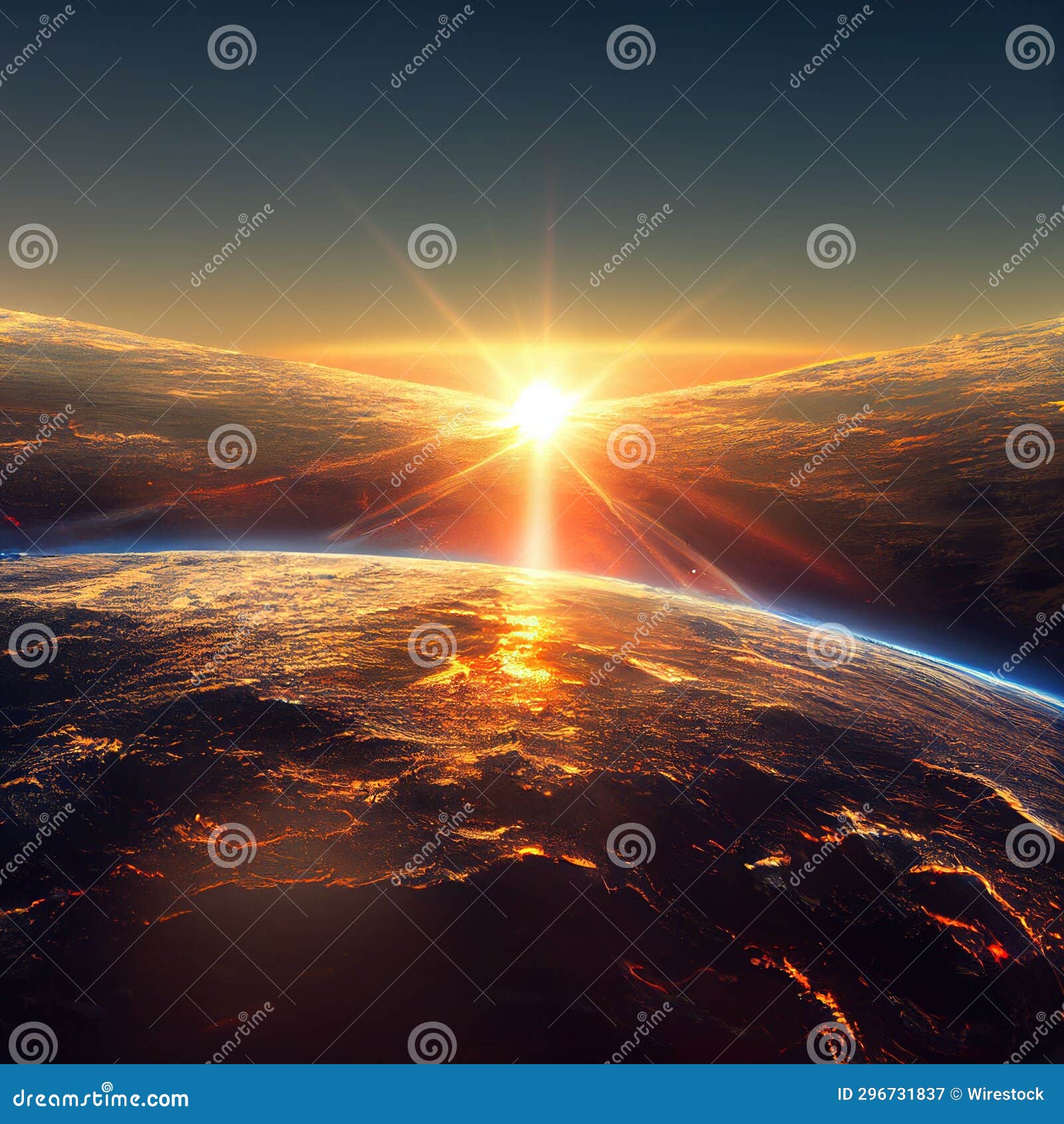 Hyper-realistic Illustration of Planet Earth with Spectacular Sunset ...