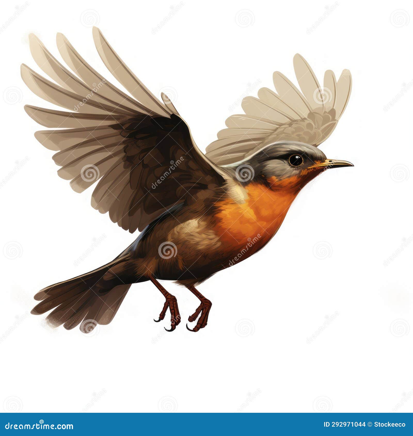 Hyper-realistic Illustration Of A Robin In Flight By Robin Moline ...
