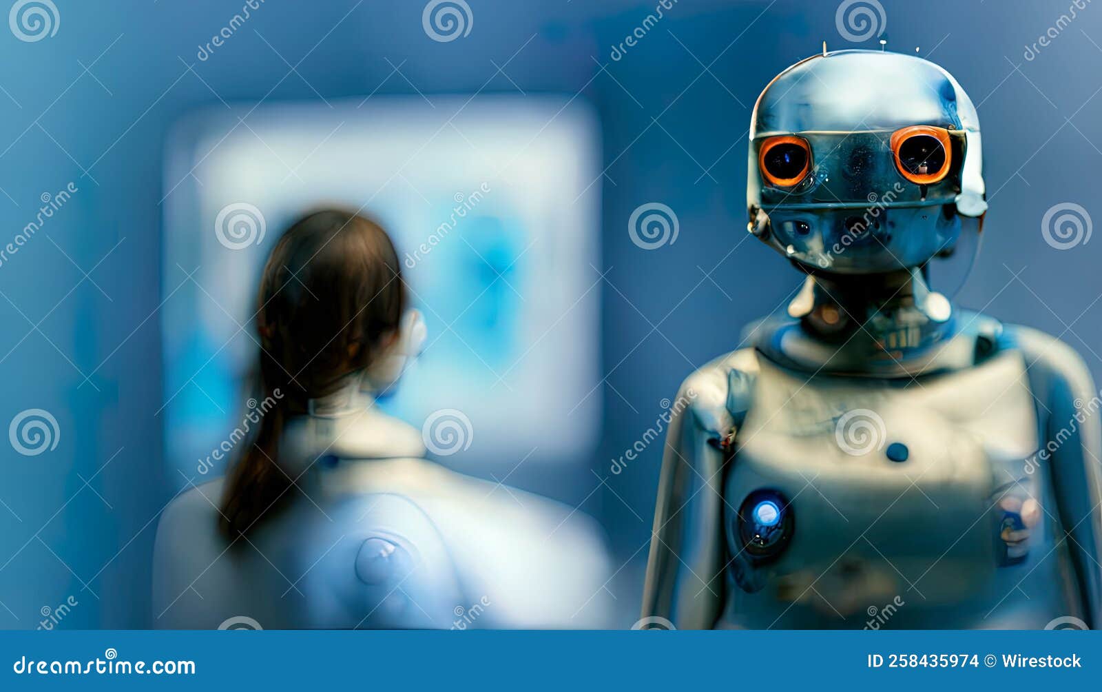 Hyper-realistic Illustration Of A Robot On A Blurred Background Royalty ...