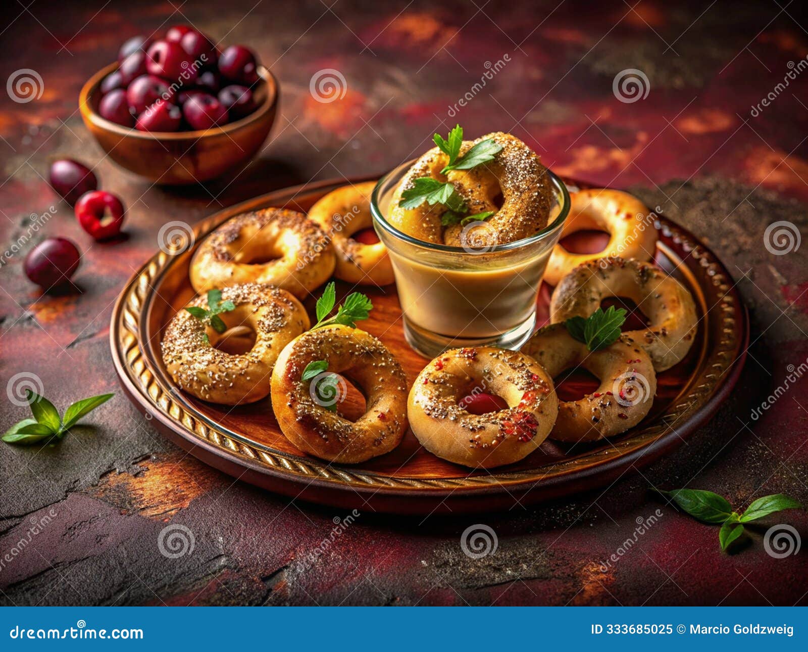 Hyper-realistic Illustration of a Table with Plates of Snacks and ...