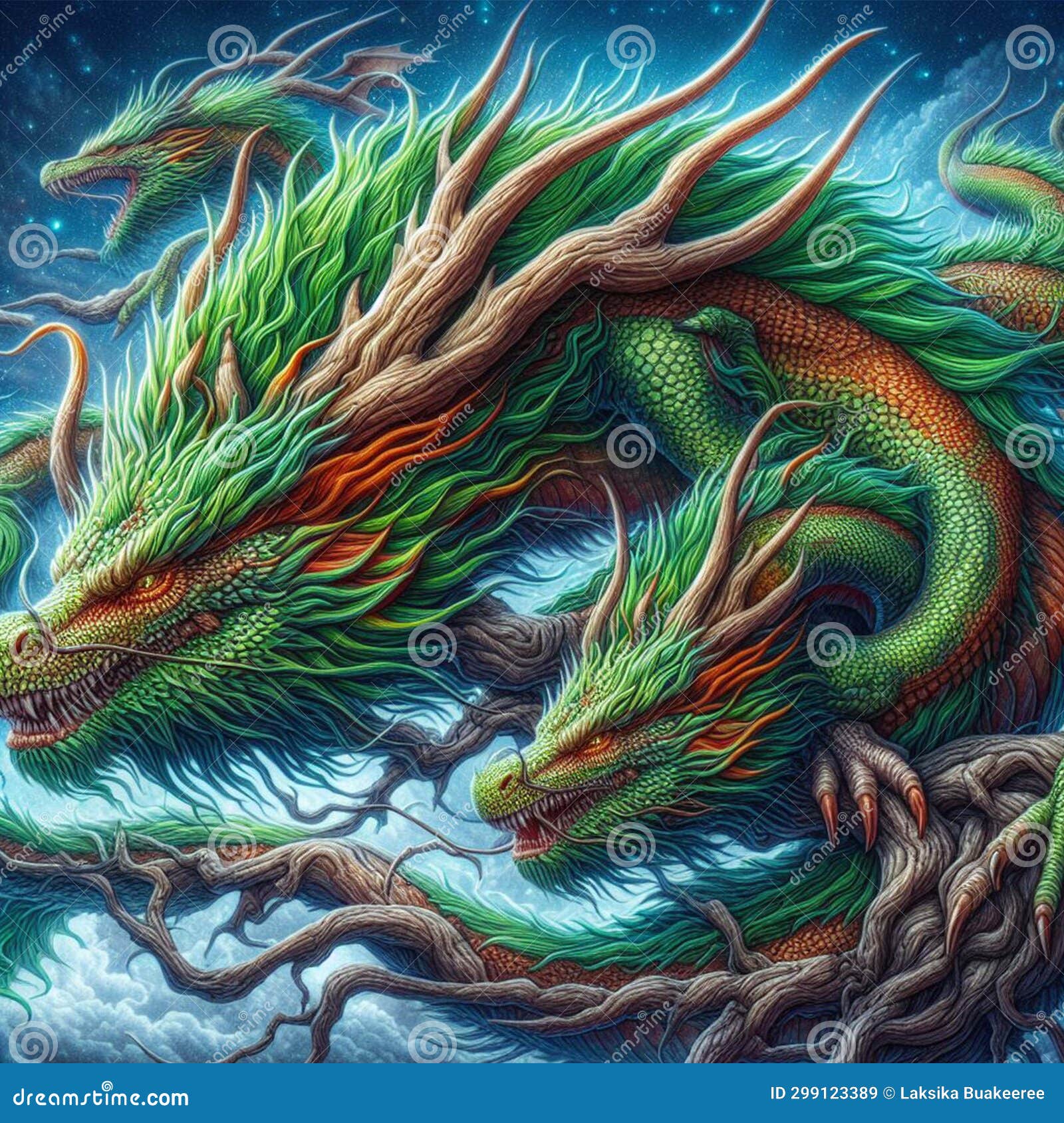 Hyper-Realistic Illustrations. Beautiful Dragon Stock Illustration ...