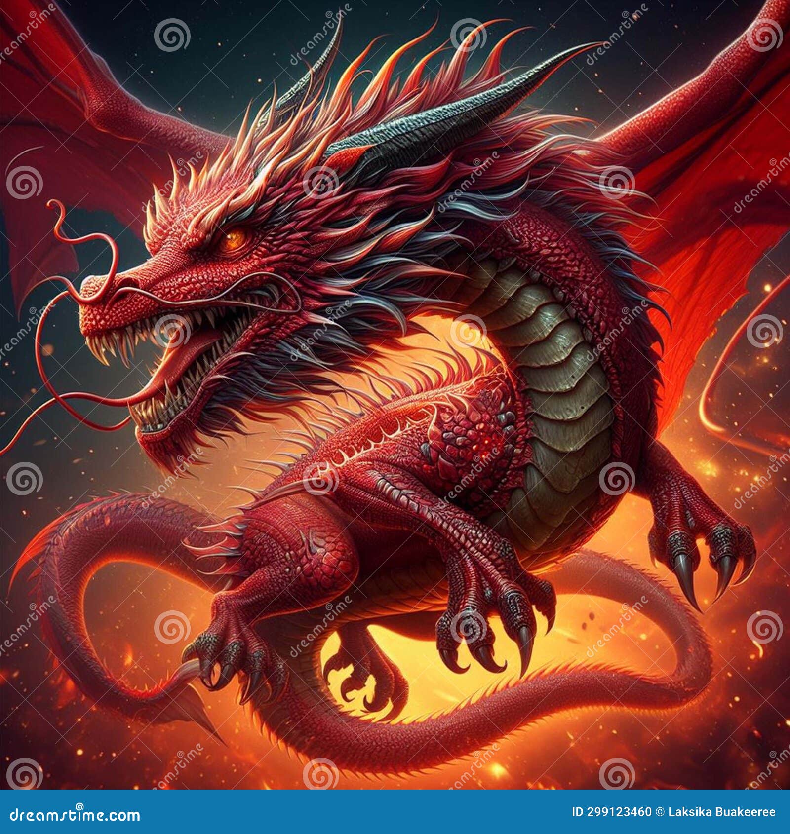 Hyper Realistic Illustrations Beautiful Dragon Stock Illustration