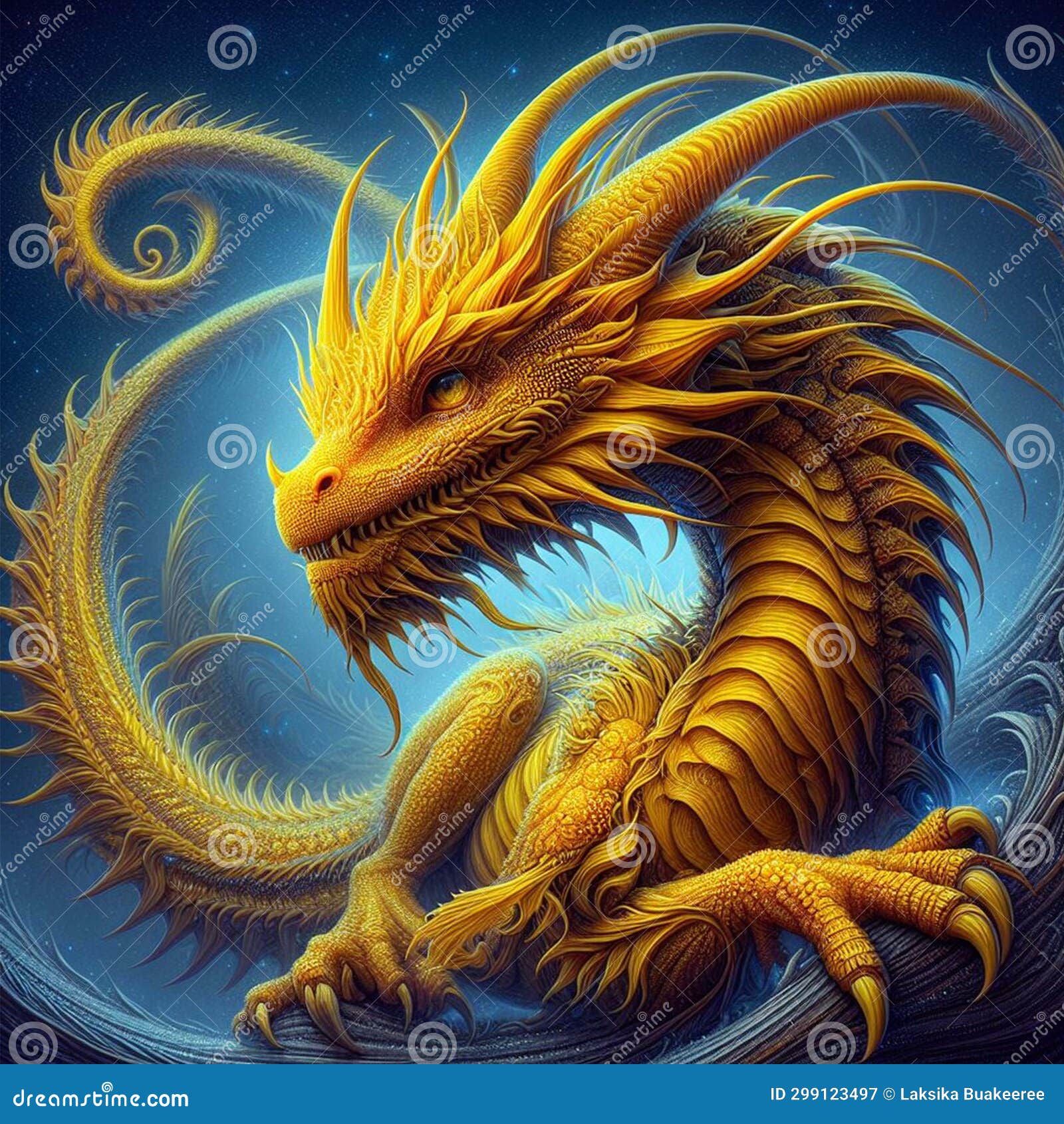 Hyper Realistic Illustrations Beautiful Dragon Stock Illustration
