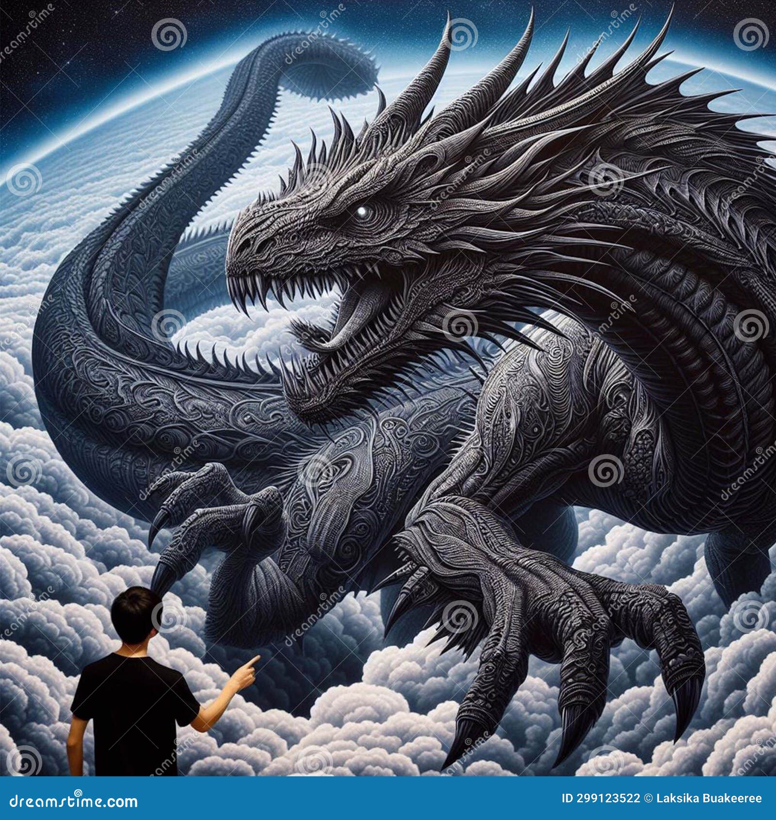 Hyper-Realistic Illustrations. Beautiful Dragon Stock Illustration ...