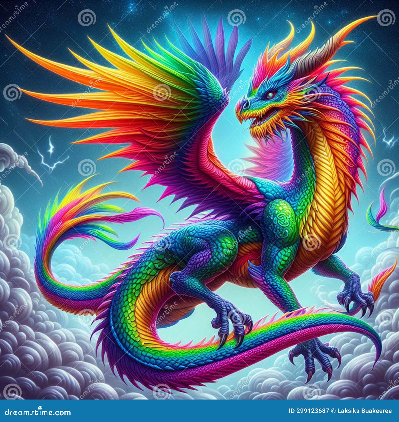 Hyper-Realistic Illustrations. Beautiful Dragon Stock Illustration ...