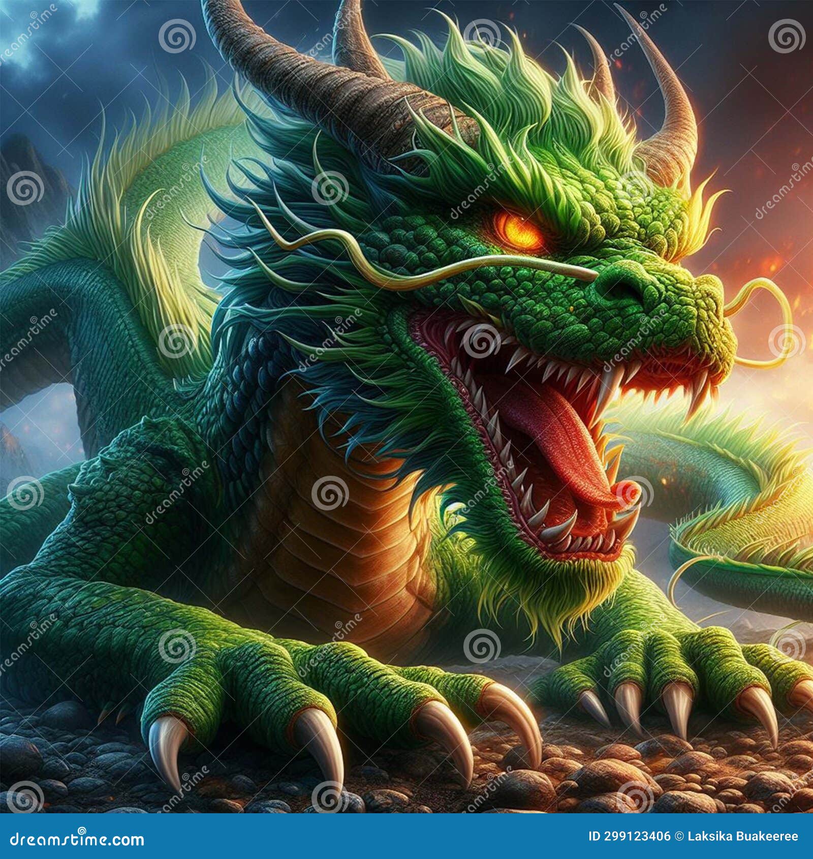 Hyper-Realistic Illustrations. Beautiful Dragon Stock Illustration ...