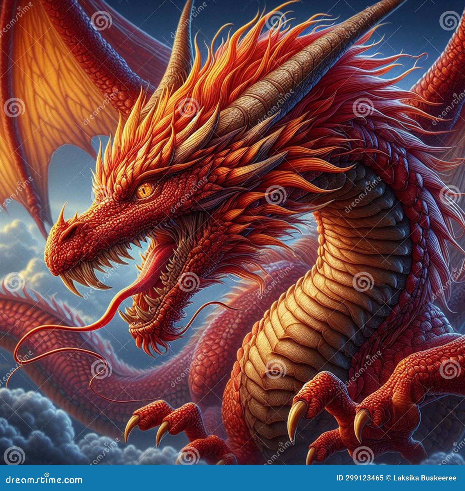 Hyper-Realistic Illustrations. Beautiful Dragon Stock Illustration ...