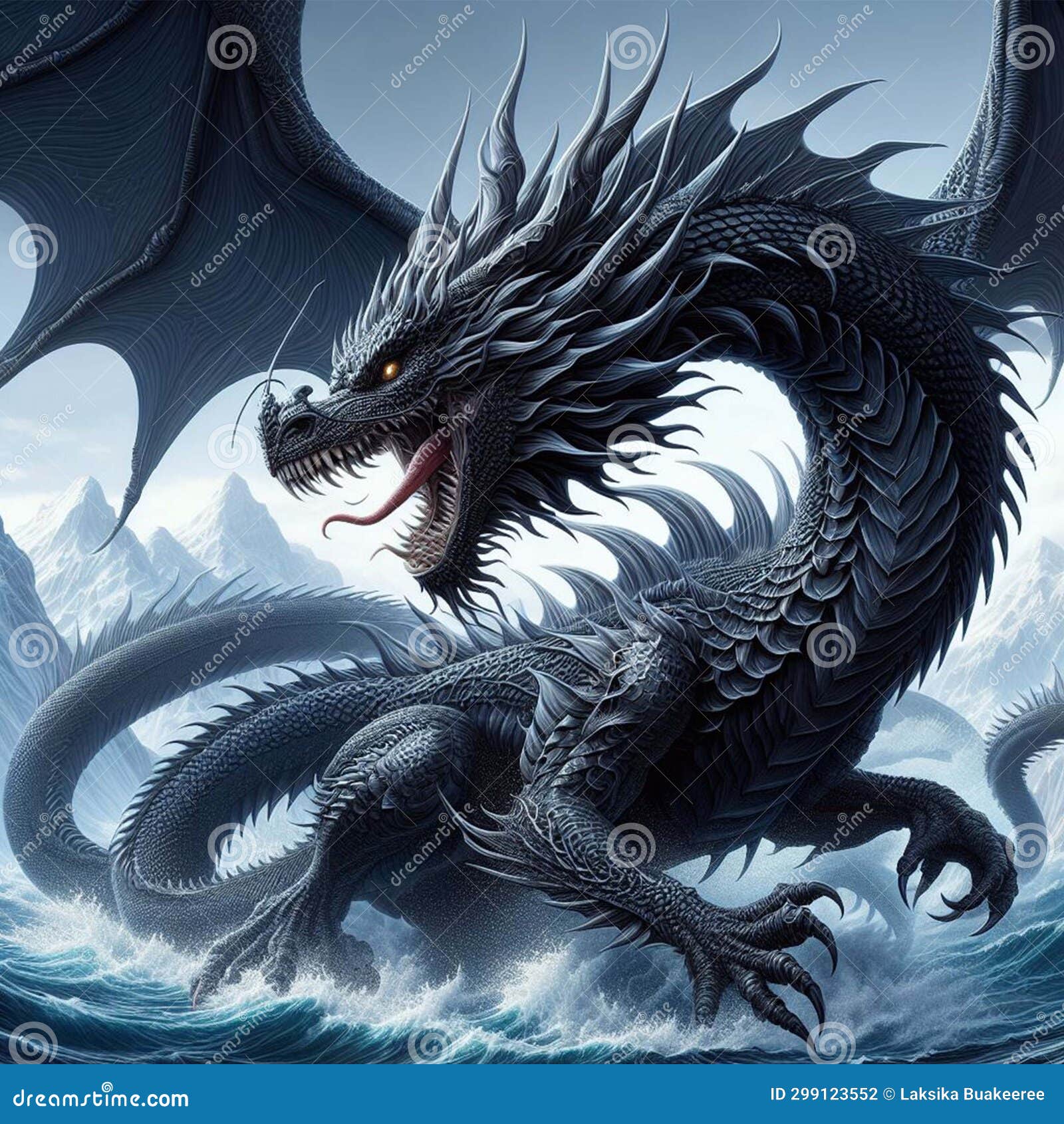 Hyper-Realistic Illustrations. Beautiful Dragon Stock Illustration ...