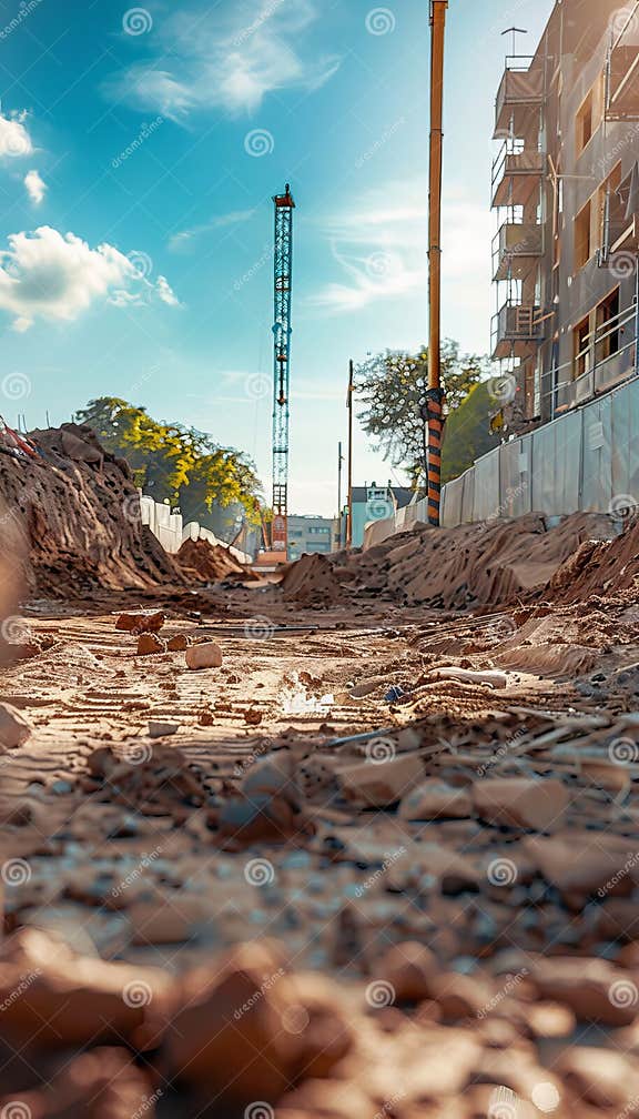Hyper Realistic Image of a Construction Site Featuring an Open Trench ...