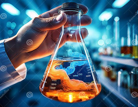 A Hyper-realistic Image of a Hand Holding an Erlenmeyer Flask. in the ...