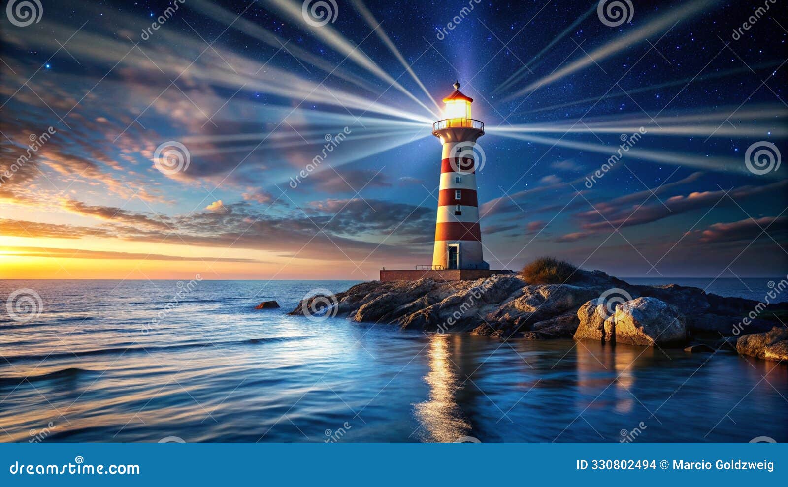 A Hyper Realistic Image of a Seascape and a Lighthouse Stock ...