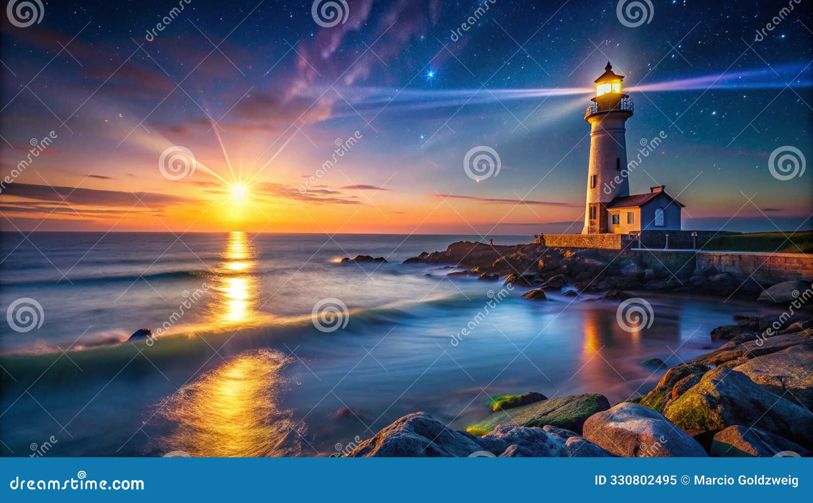 A Hyper Realistic Image of a Seascape and a Lighthouse Stock ...