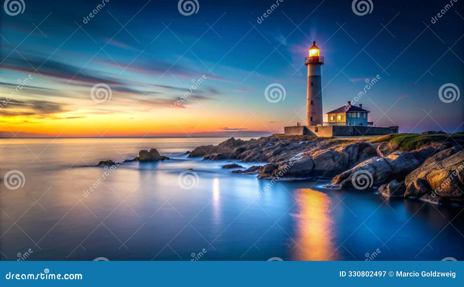 A Hyper Realistic Image of a Seascape and a Lighthouse Stock ...