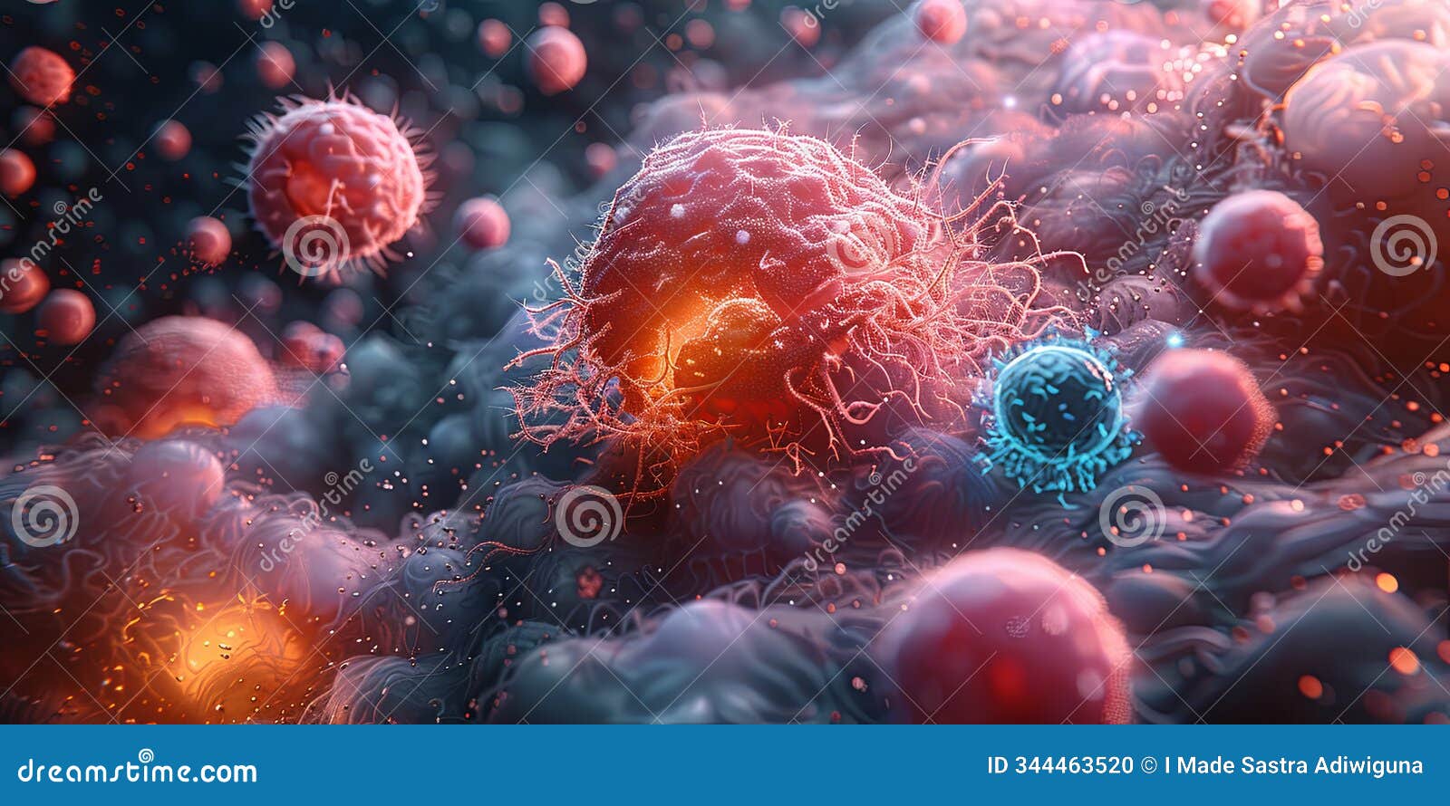 Hyper-Realistic Light Pink Dendritic Cell And Blue T-Cell In ...