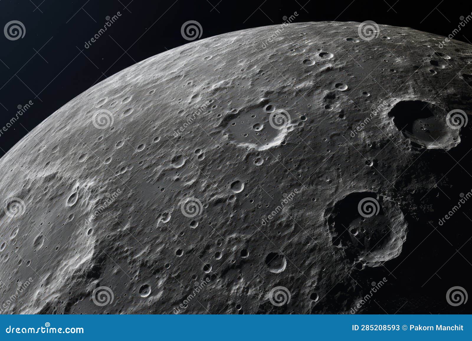 Hyper-realistic Moon, Super Zoom Shot Stock Illustration - Illustration ...