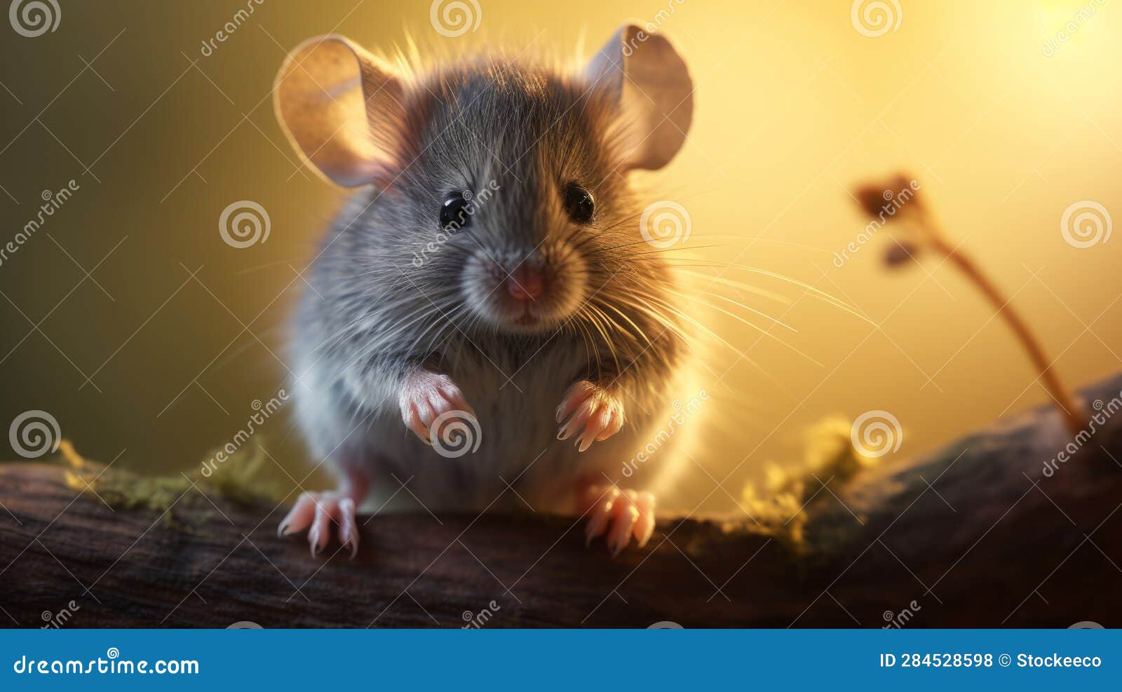 Hyper-realistic Mouse on Branch: Captivating Rtx Artwork with Emotive ...