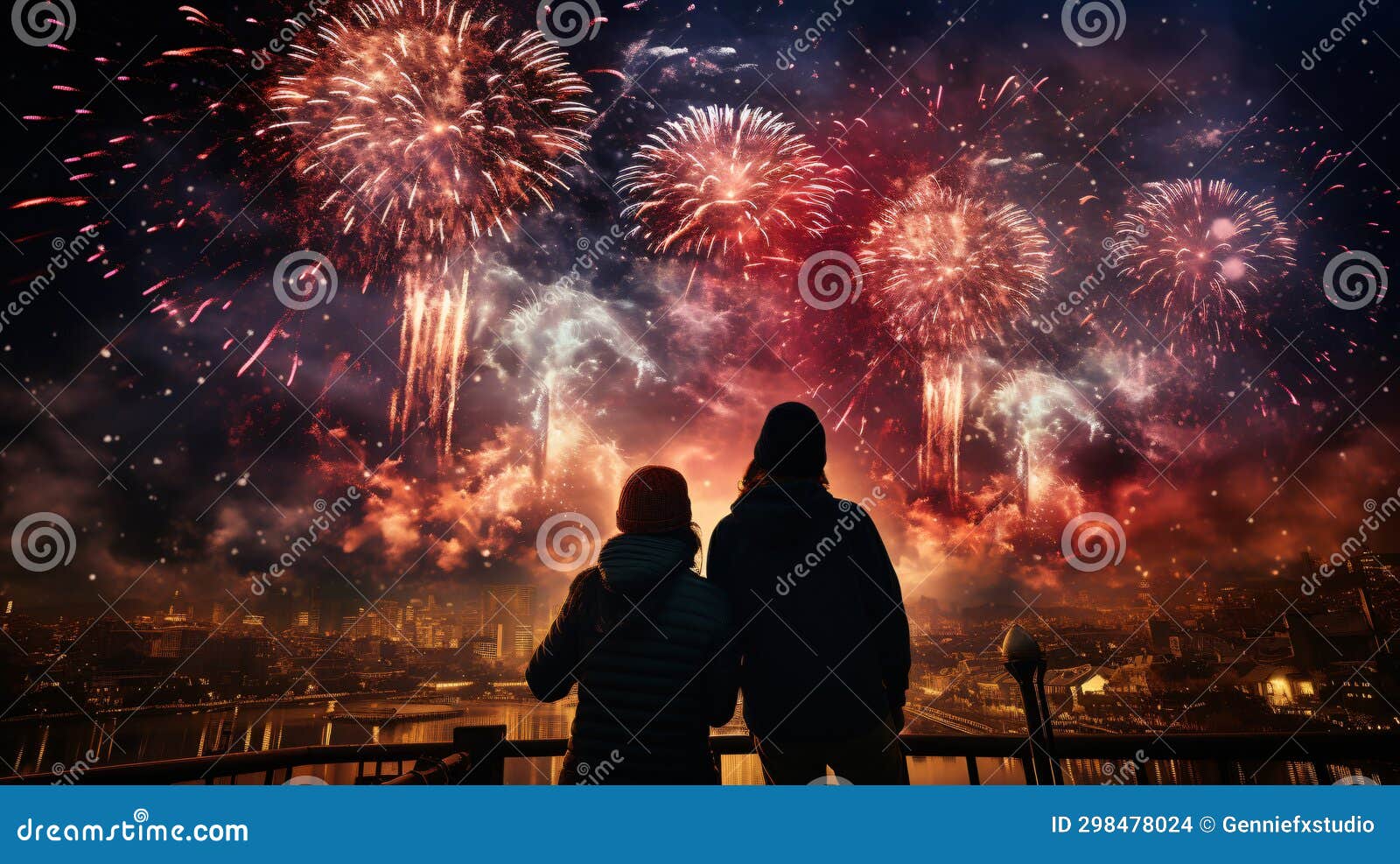 Explosive Fireworks Display Illuminated by Vibrant Colors in the Night ...