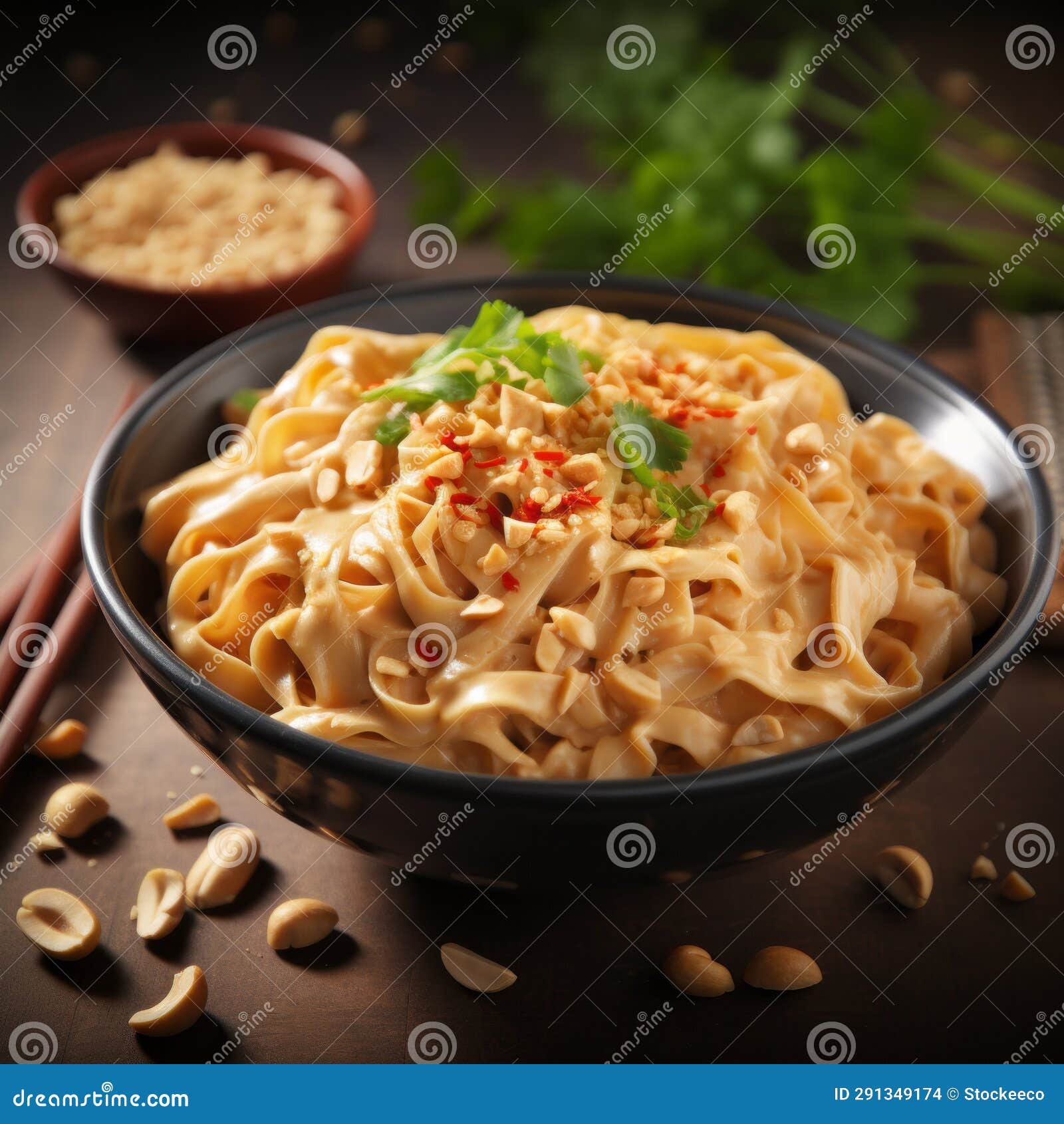 Hyper-realistic Noodles with Creamy Peanut Sauce - Stock Image Stock ...