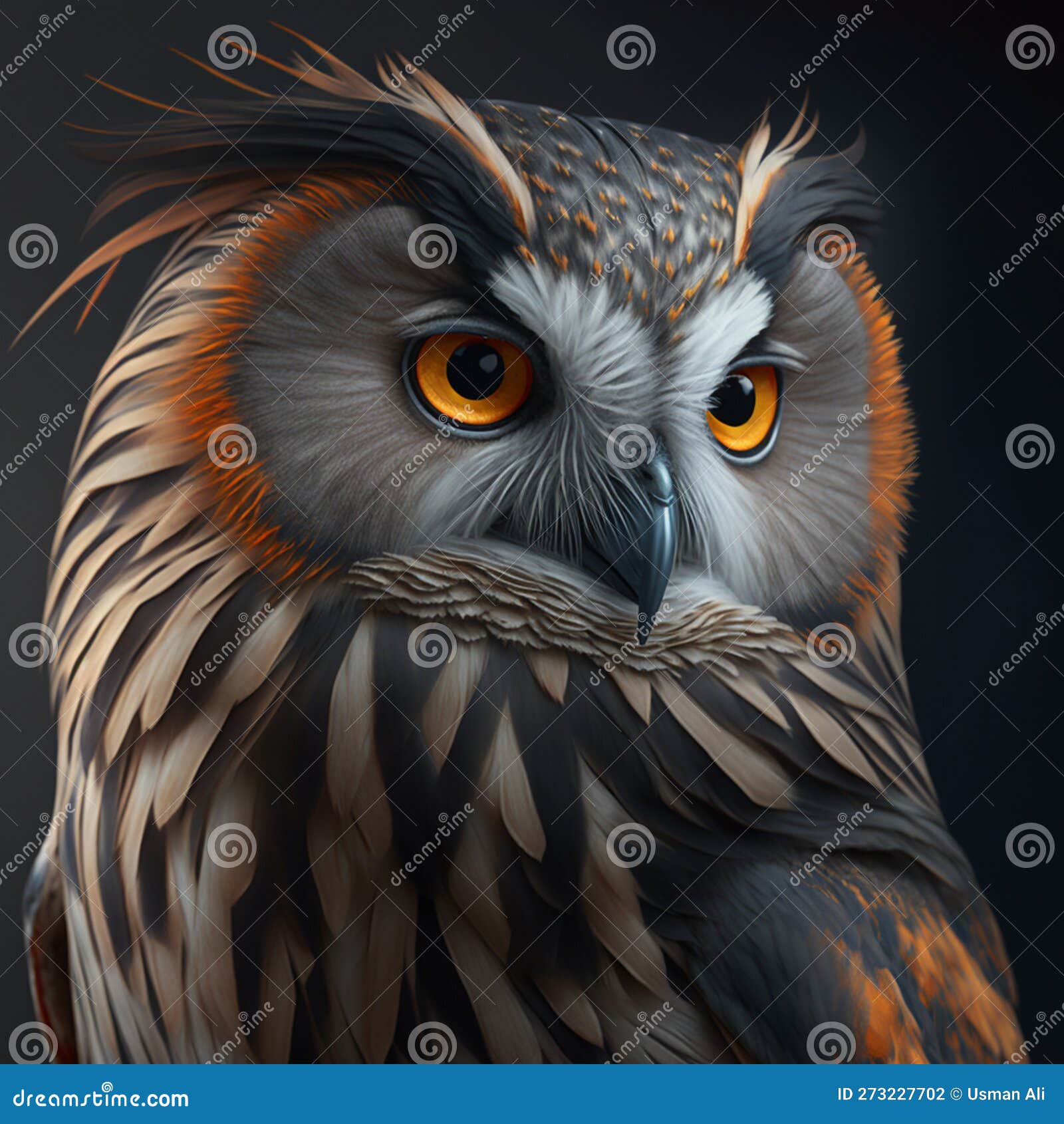 A hyper realistic owl. AI stock illustration. Illustration of panoramic ...