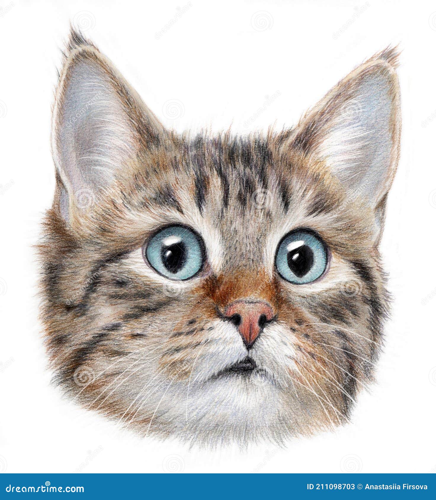 Hyper-realistic Portrait of a Cat with Blue Eyes. Stock Illustration ...