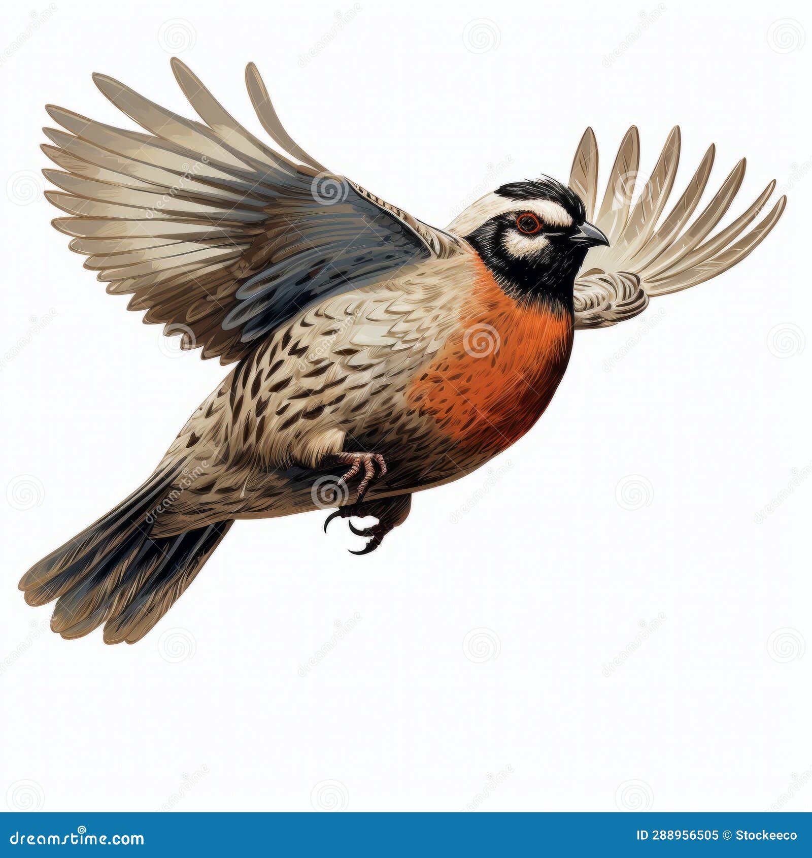 Hyper-realistic Quail in Flight Illustration with Vintage Imagery Stock ...