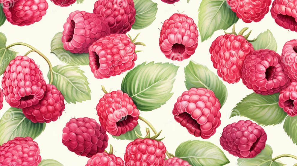 Hyper-realistic Raspberry and Leaves Pattern with Organic Material ...