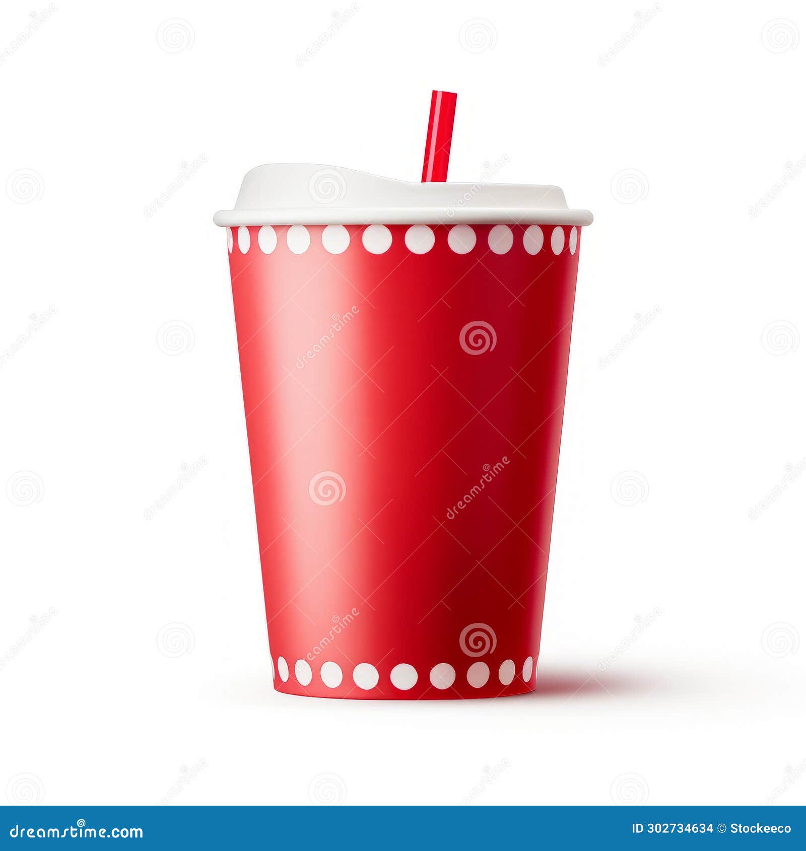 Hyper-realistic Red Paper Cup with Straw and Dotty Pattern Stock ...
