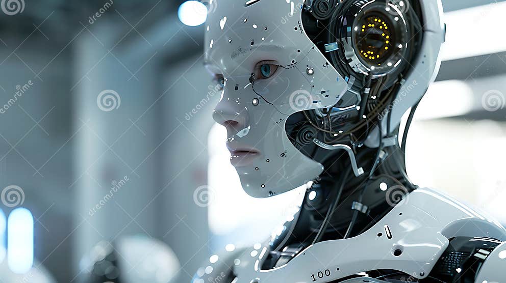 Hyper-realistic Render of Advanced AI Robot, Human-like Features, Lab ...